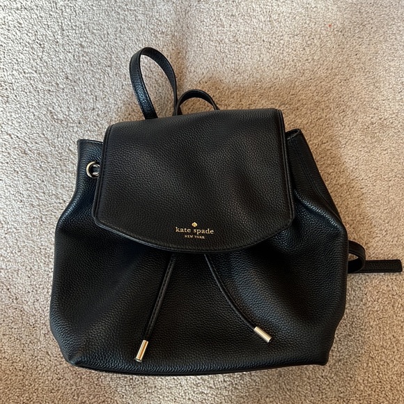 kate spade | Bags | Kate Spade Black Drawstring Flap Backpack Purse ...